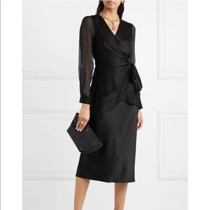 Diane Von Furstenberg | Tops | Dvf Black Wrap Top W Sheer Sleeves ...